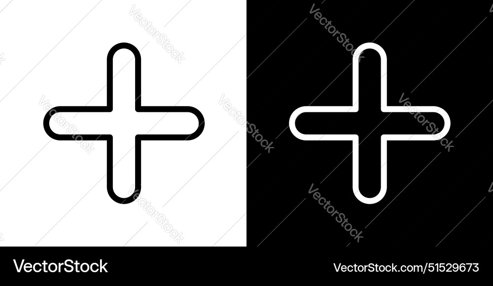 Plus icon set positive pictogram addition circle Vector Image