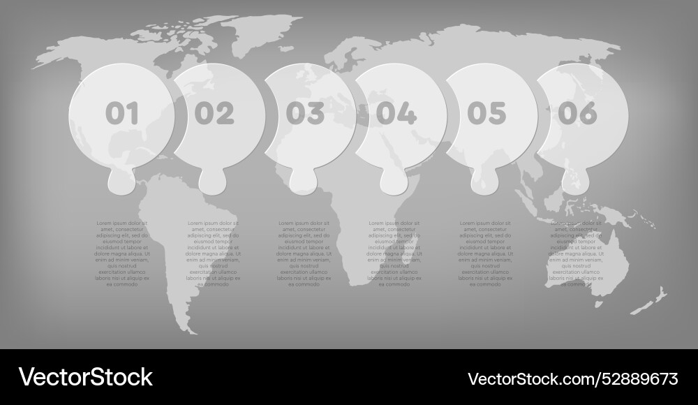 Transparent diagram infographic process on 6 steps