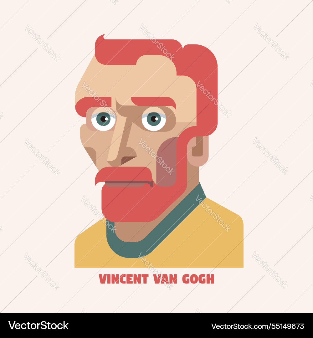 Van gogh portrait Royalty Free Vector Image - VectorStock