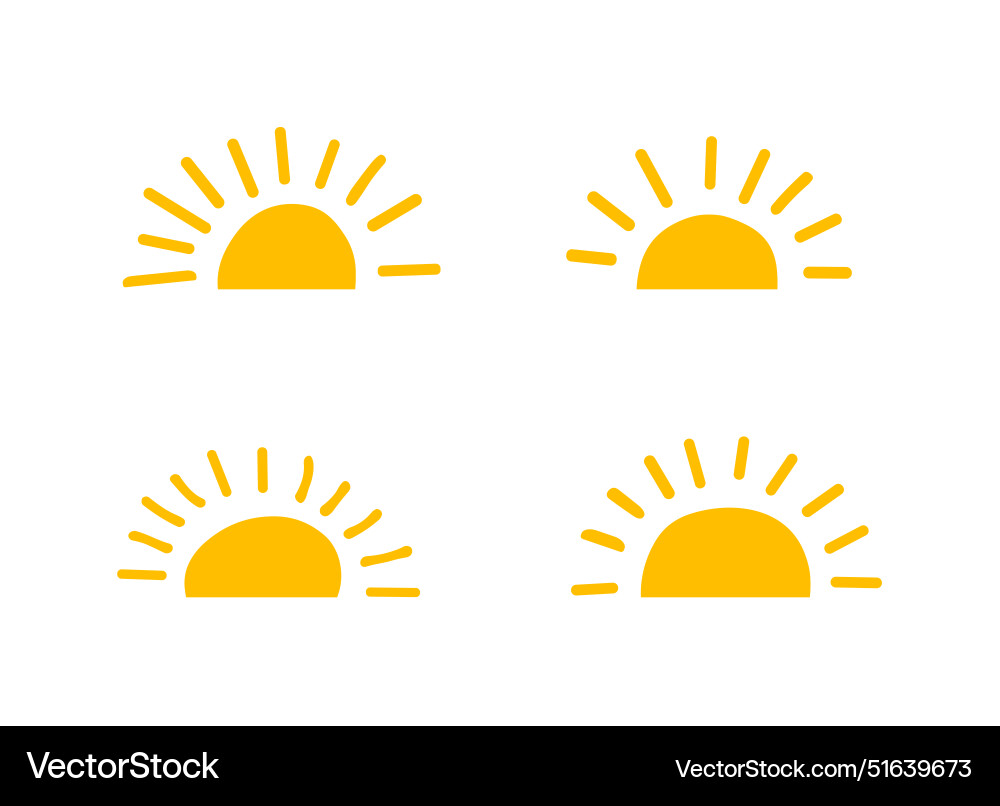Yellow half sun icon logo silhouette Royalty Free Vector