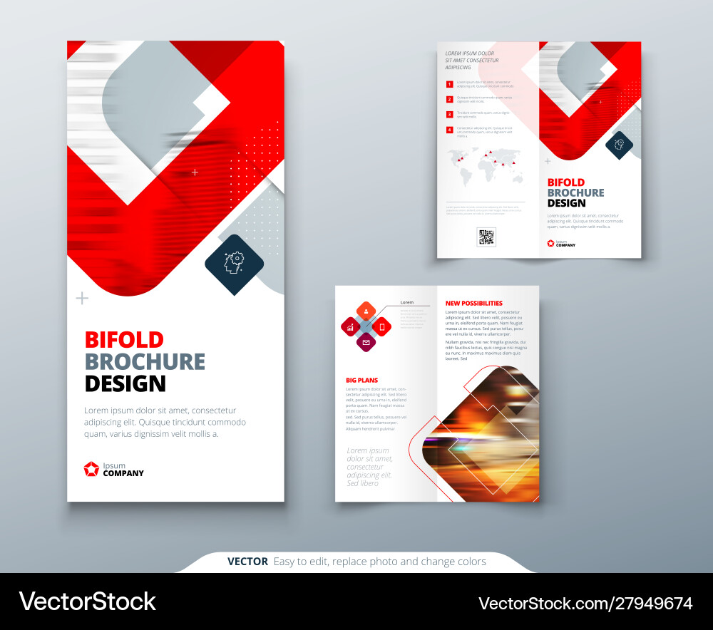 Bi fold brochure design with square shapes Vector Image