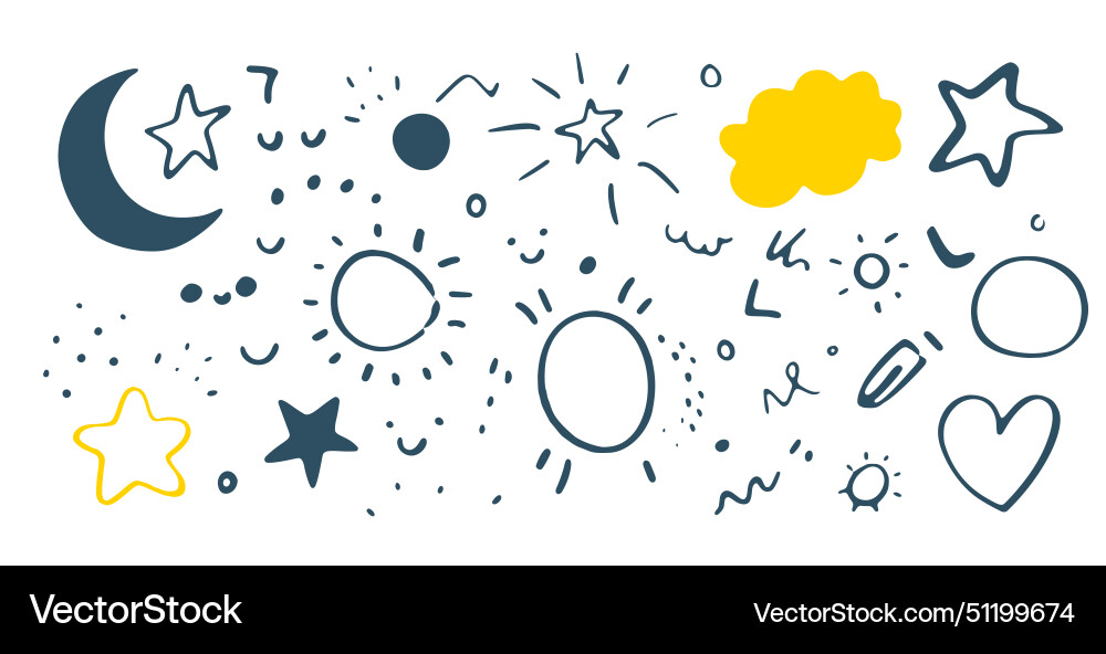 Doodle art cute scribble shape element Royalty Free Vector