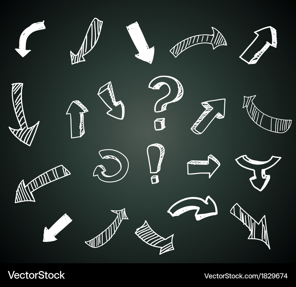 Doodle infographics arrows set on blackboard Vector Image
