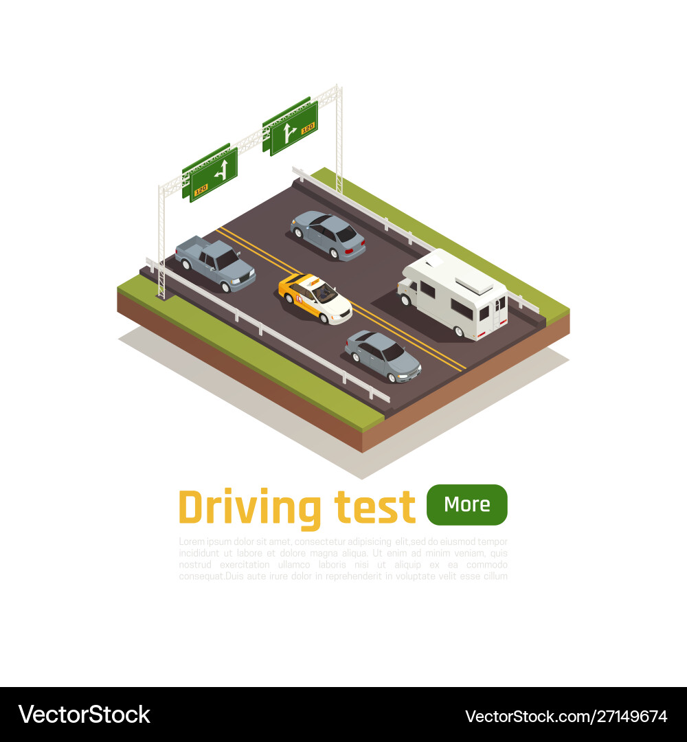 Driving practices isometric composition Royalty Free Vector