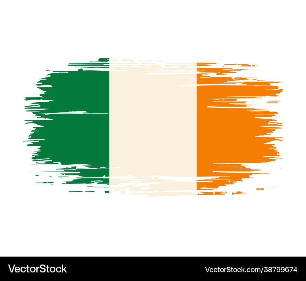 Irish flag brush grunge background Royalty Free Vector Image