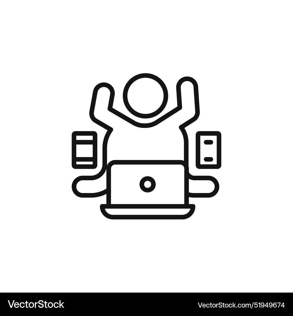 Multitasking logo sign outline Royalty Free Vector Image