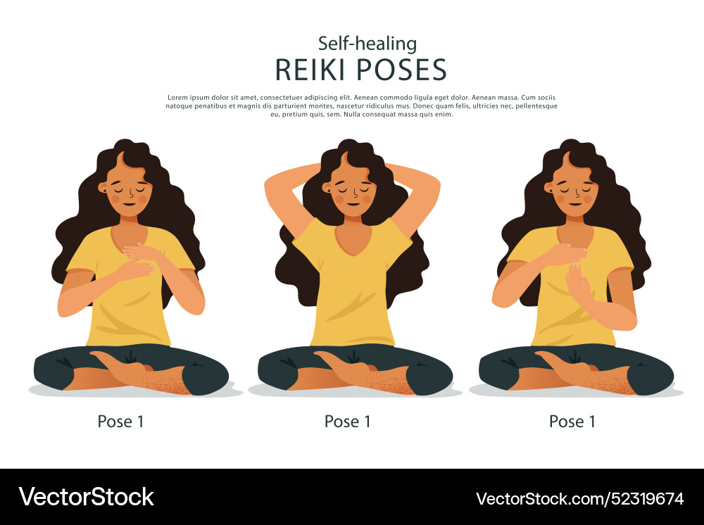 Self-healing reiki poses Royalty Free Vector Image