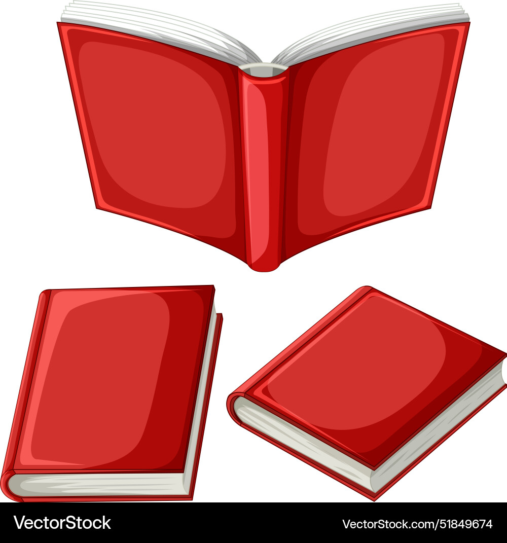 Three red books in different positions Royalty Free Vector