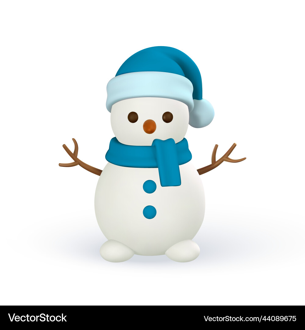 3d realistic christmas snowman xmas or new years Vector Image