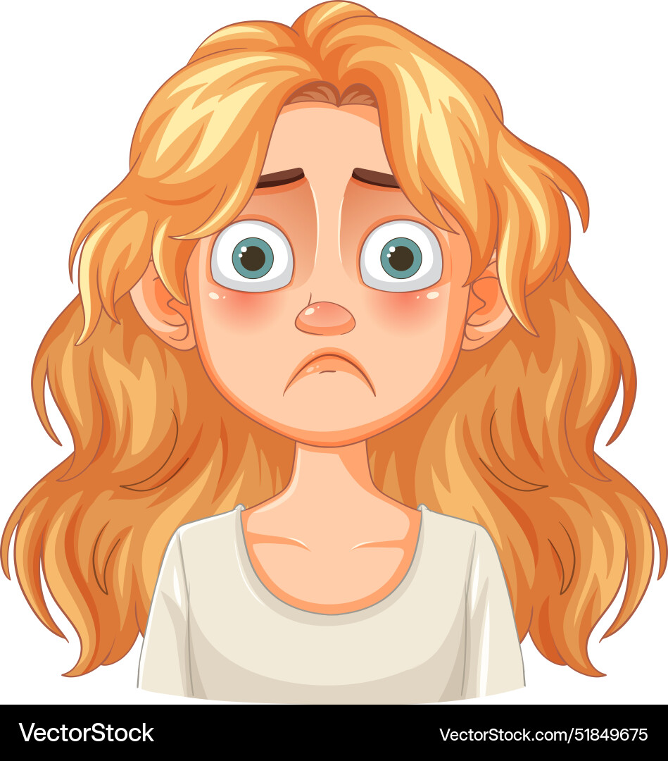 A concerned blonde woman Royalty Free Vector Image