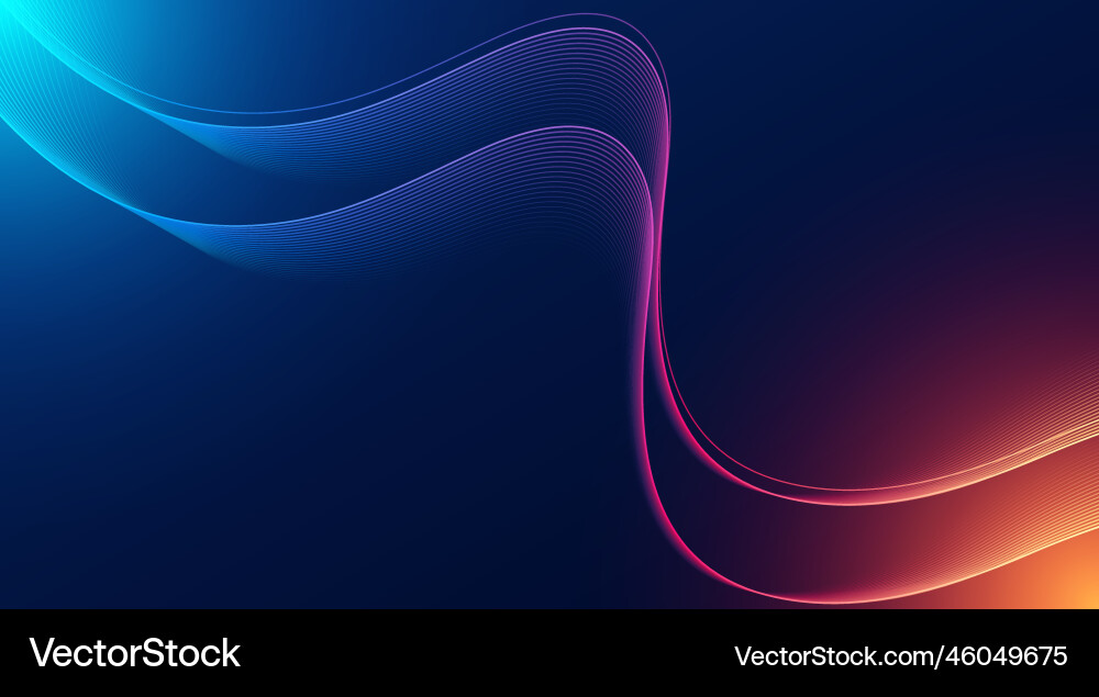 Abstract blue orange gradient flowing wave lines Vector Image