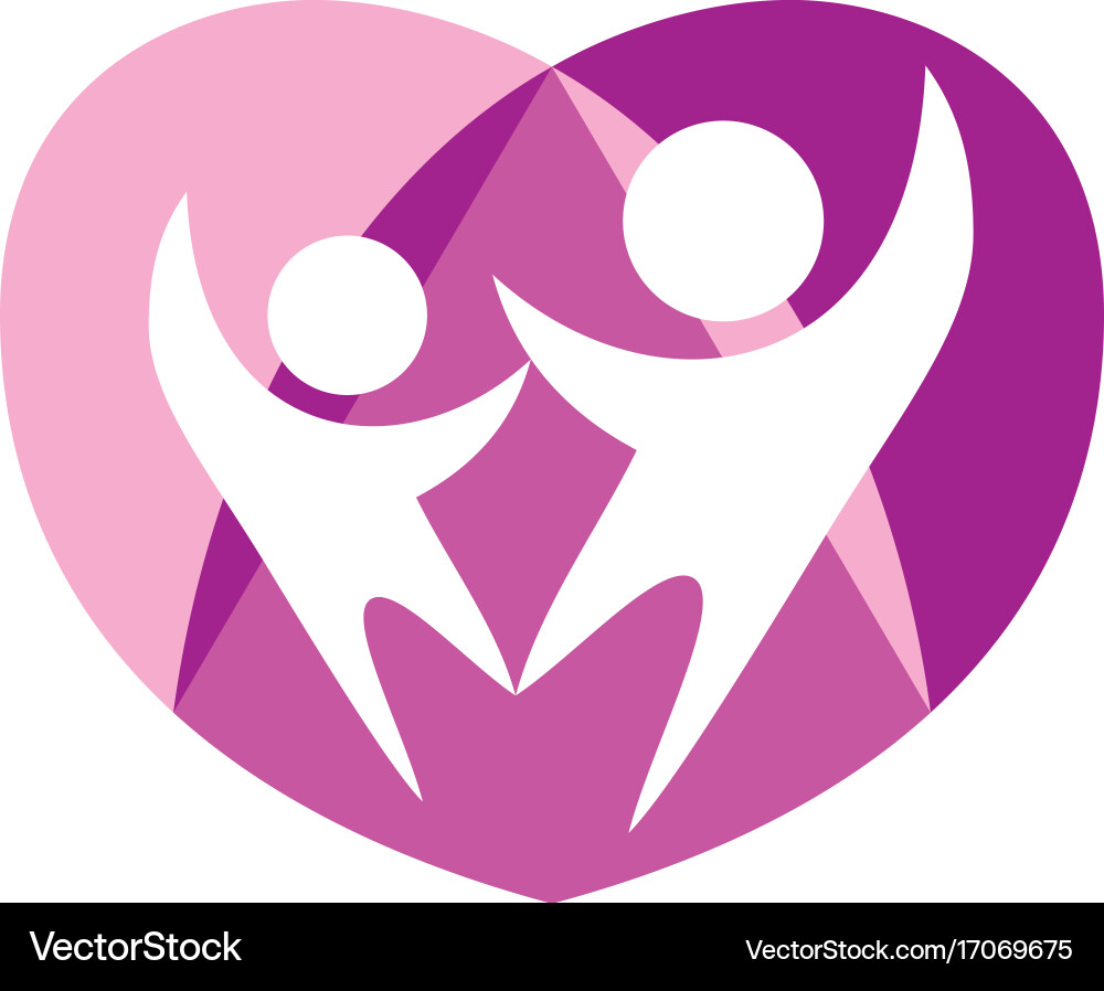 Couple love people heart logo Royalty Free Vector Image