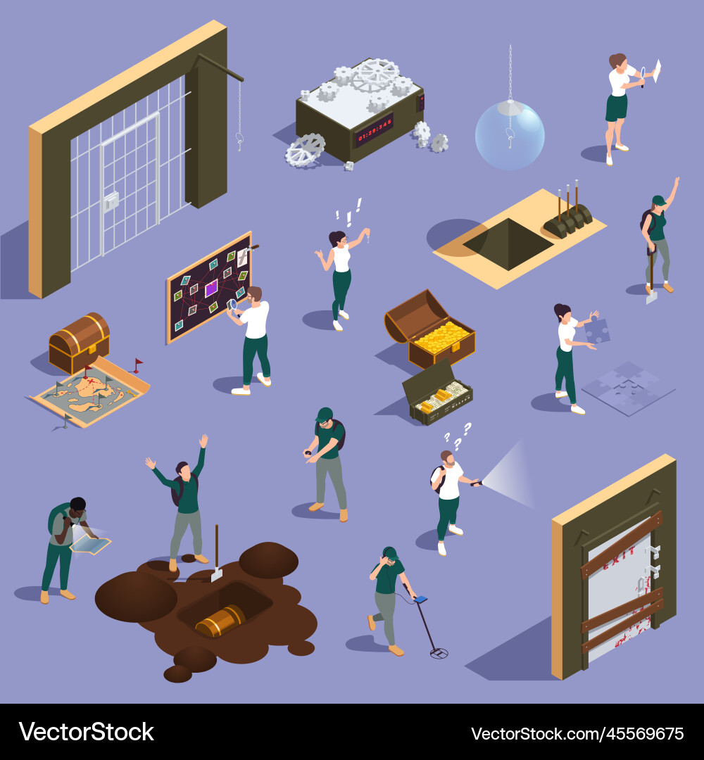 Escape room set Royalty Free Vector Image - VectorStock