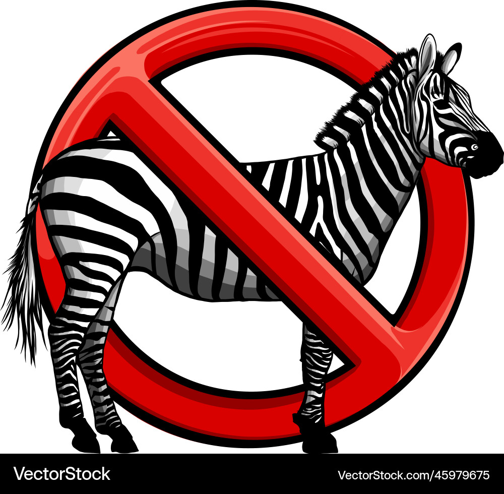 Forbidden zebra in black and white stripes Vector Image