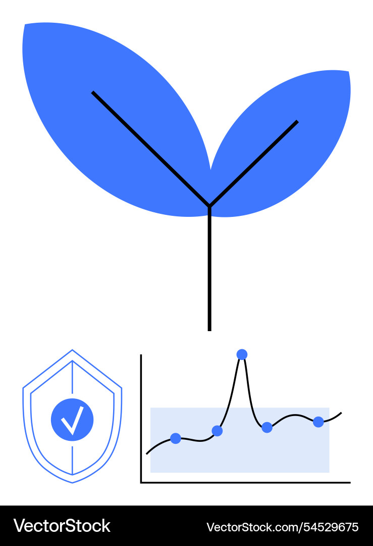 Growth and security leaf shield graph Royalty Free Vector
