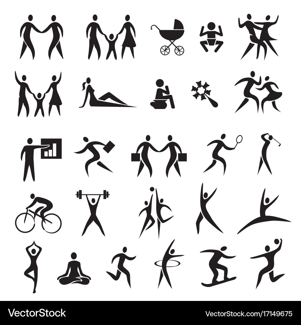 Icon set human figures Royalty Free Vector Image