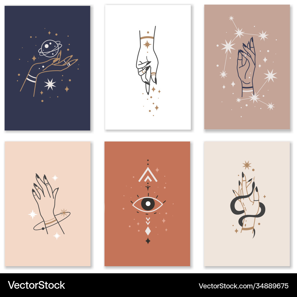 Mystic Hands - Witchcraft Cards Royalty Free Vector Image
