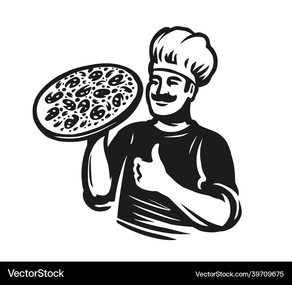 Pizza chef logo fast food delivery logotype Vector Image