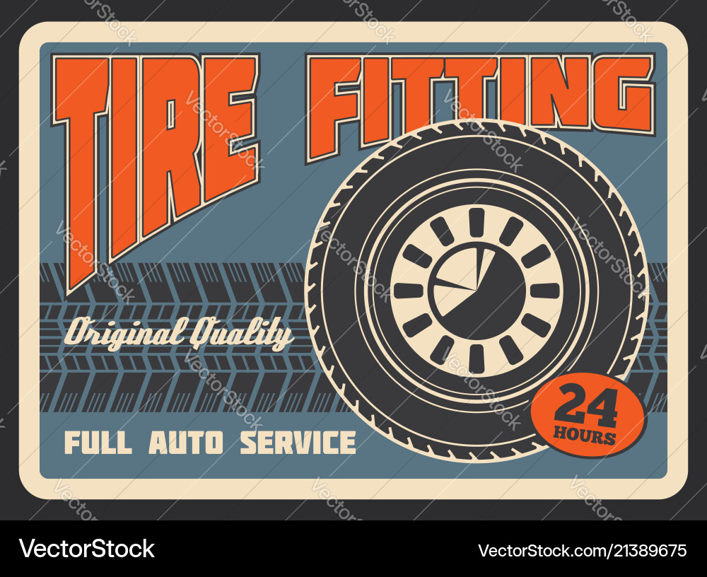 Retro poster for car tire fitting Royalty Free Vector Image