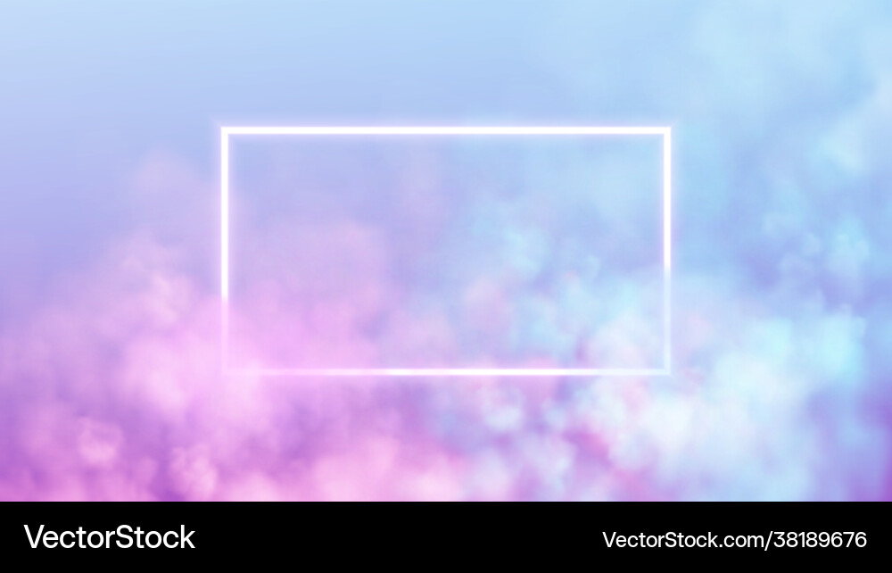 Abstract rectangle neon frame on pink and blue Vector Image