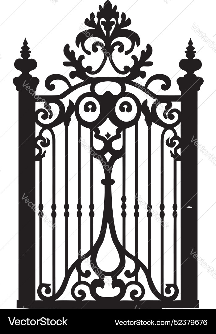 Ancient archway representation of metal gate Vector Image