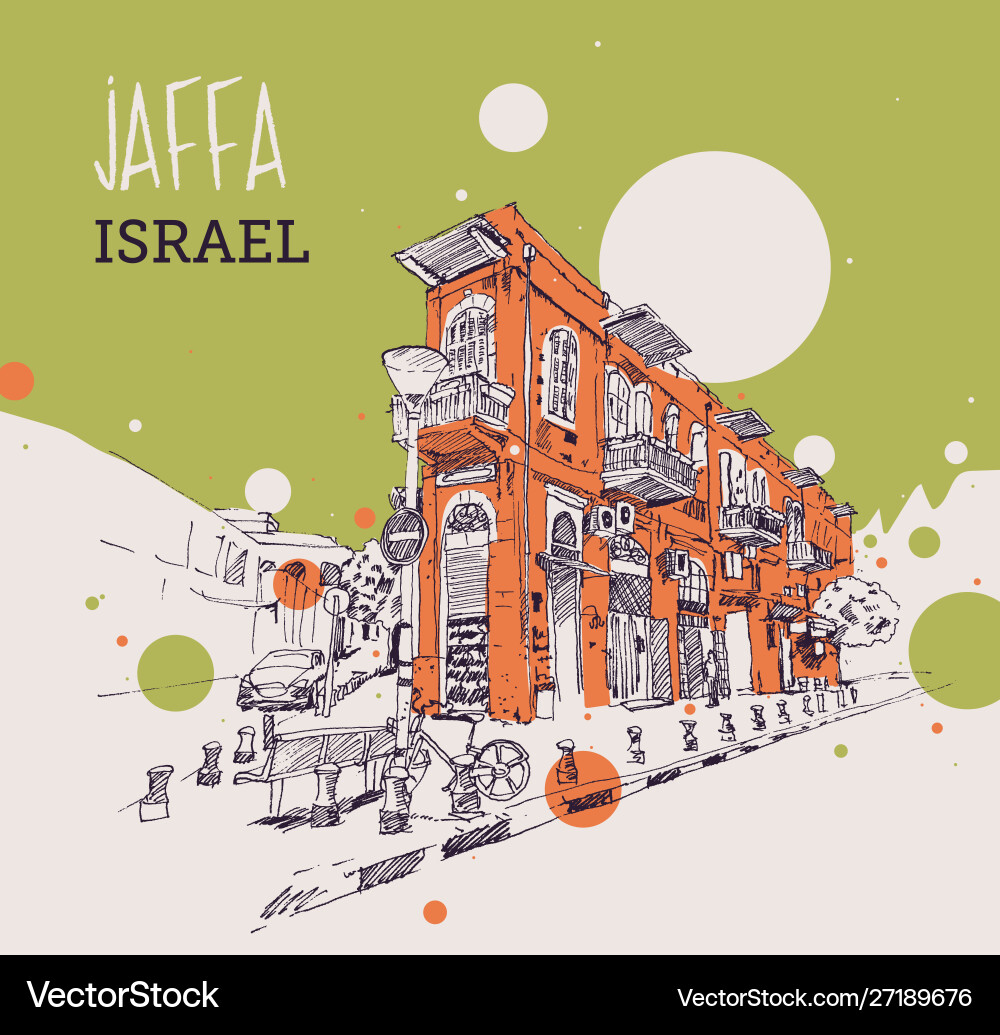 Drawing sketch jaffa israel Royalty Free Vector Image