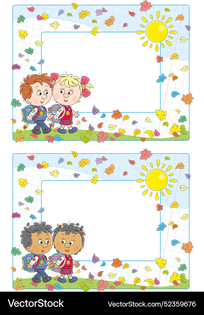 Funny cartoon school frame border Royalty Free Vector Image