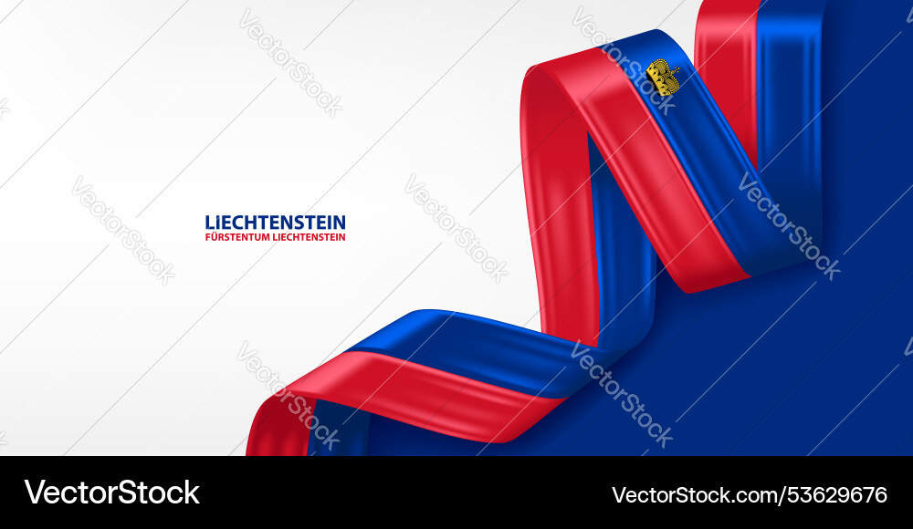 Liechtenstein 3d ribbon flag Royalty Free Vector Image