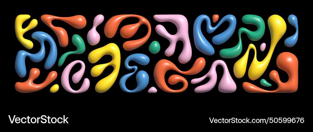 Liquid 3d abstract organic blob shapes wavy Vector Image
