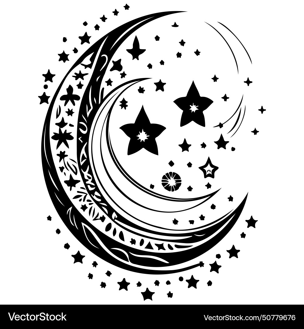 Moon star ramadan arabic islamic sketch draw Vector Image