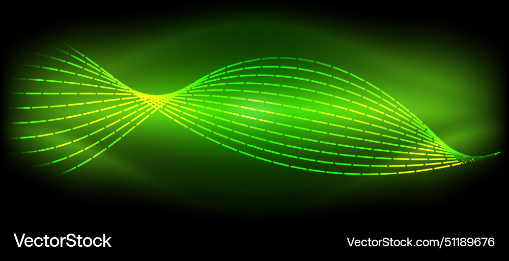 Neon green and yellow wave on dark Royalty Free Vector Image