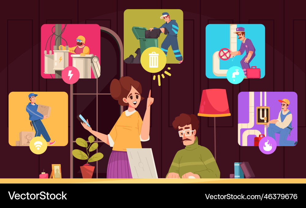 Public utilities cartoon Royalty Free Vector Image