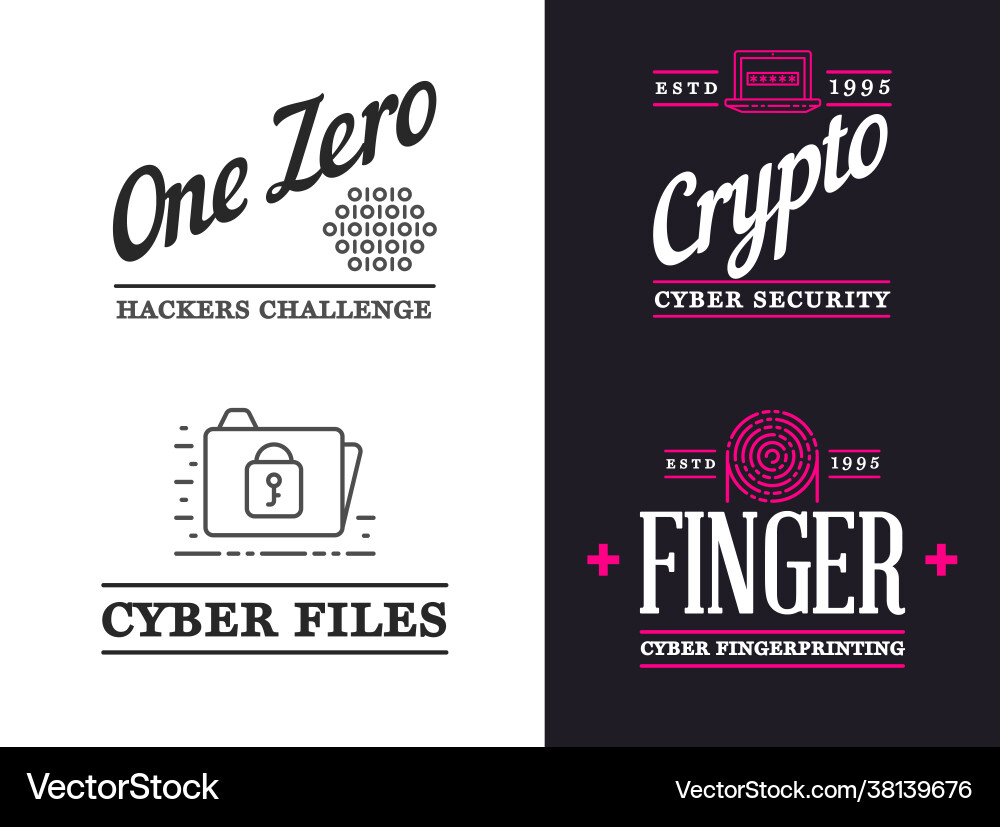Set cyber security signs or banners with icon Vector Image