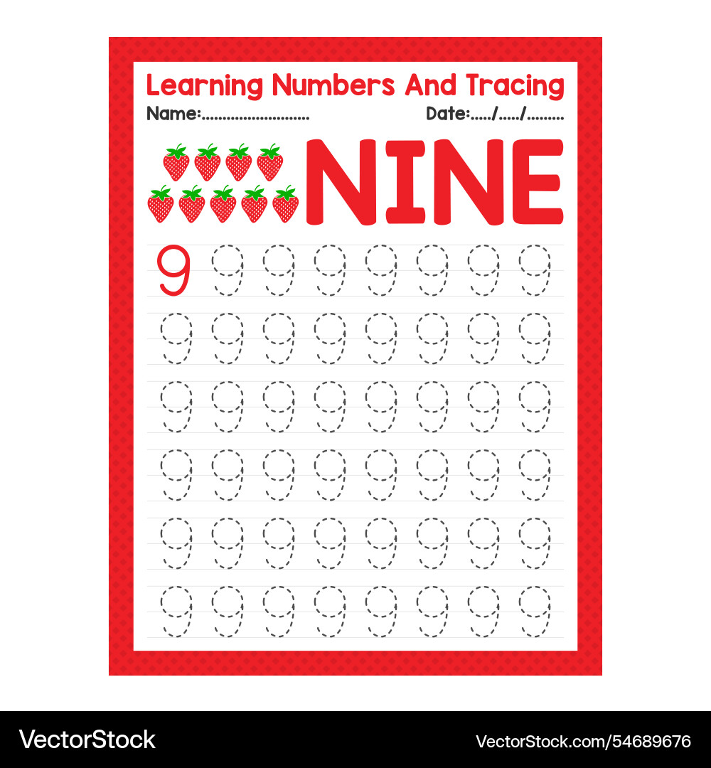 Set of learning numbers flashcards for preschool Vector Image