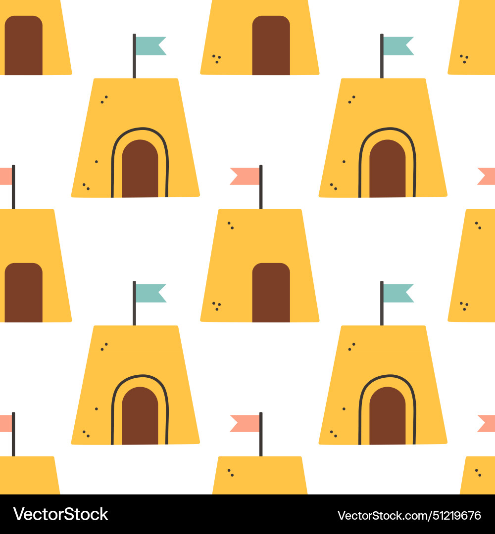 Summer sand castle pattern flat seamless Vector Image