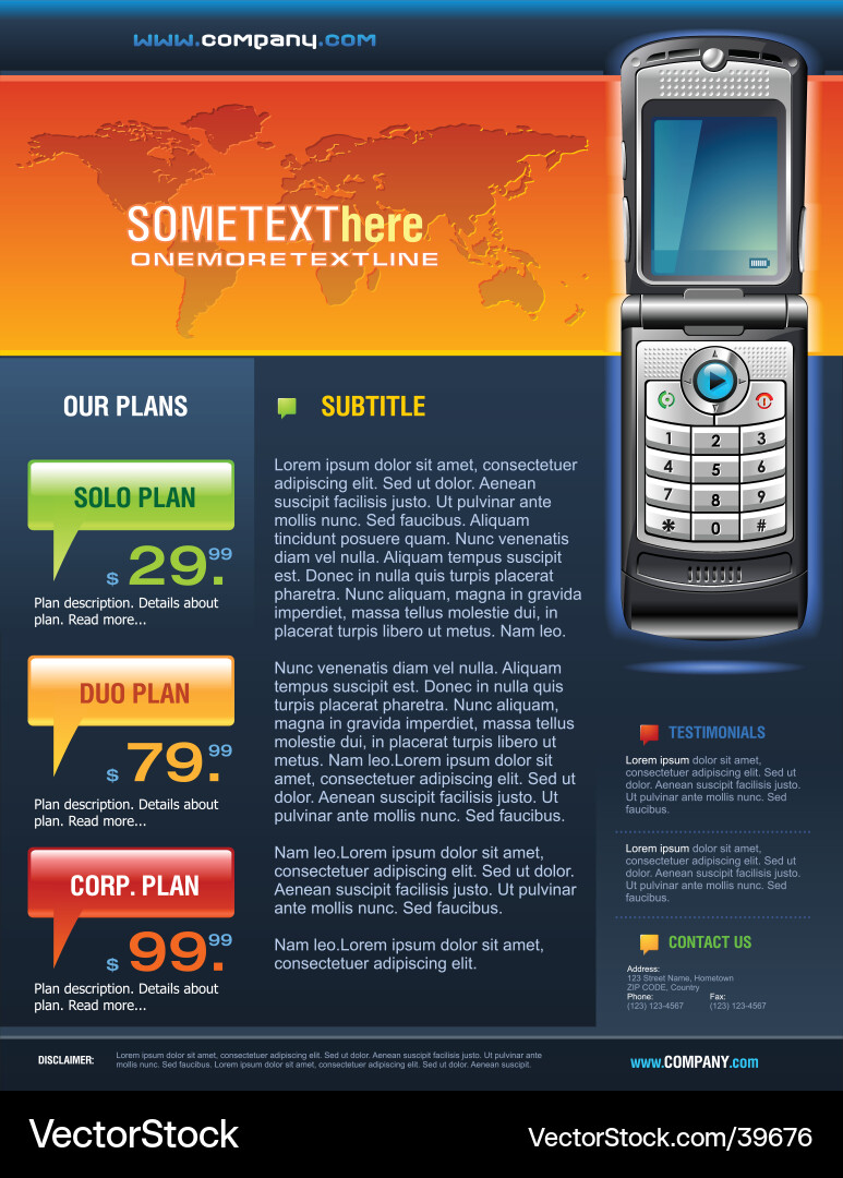 Telecom brochure Royalty Free Vector Image - VectorStock