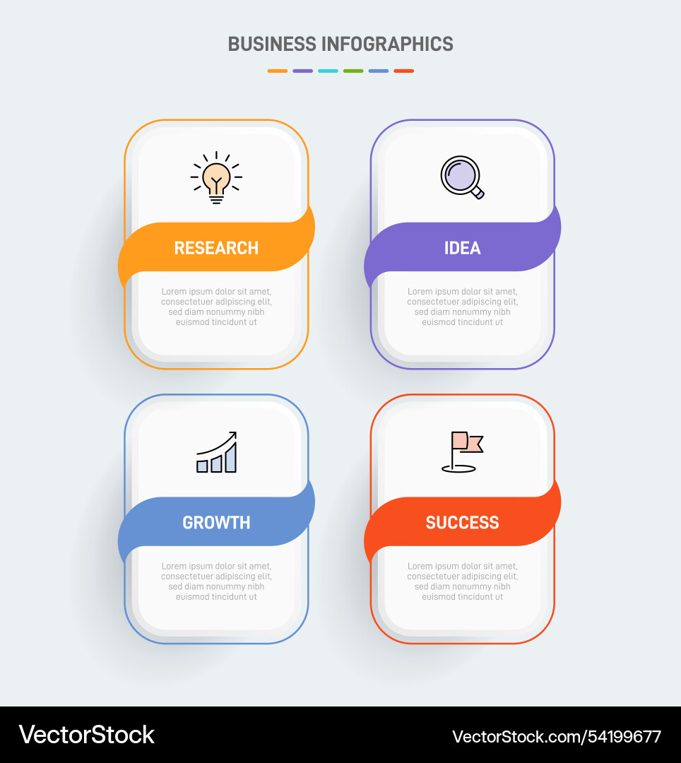 4 clean infographic design shaped elements Vector Image