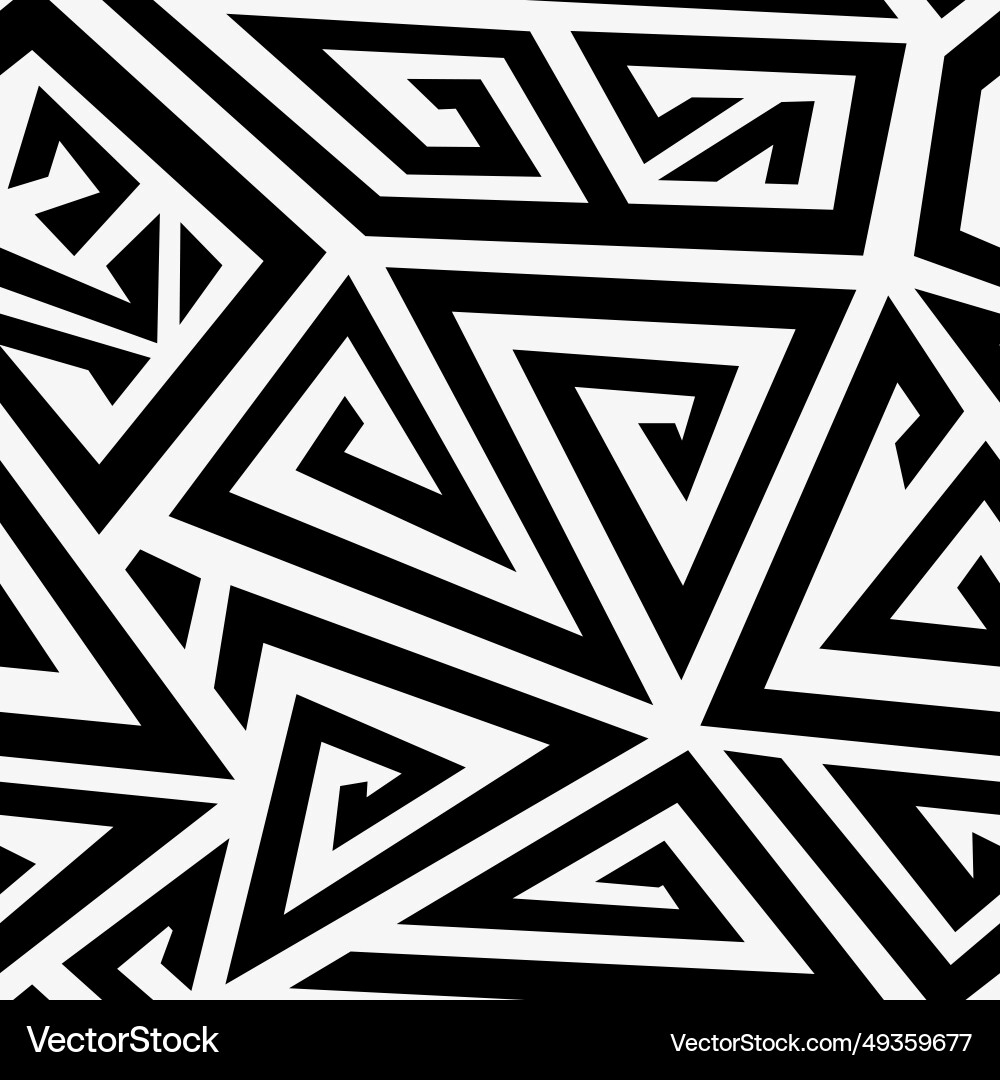 Black & White Triangle Seamless Pattern Vector Image