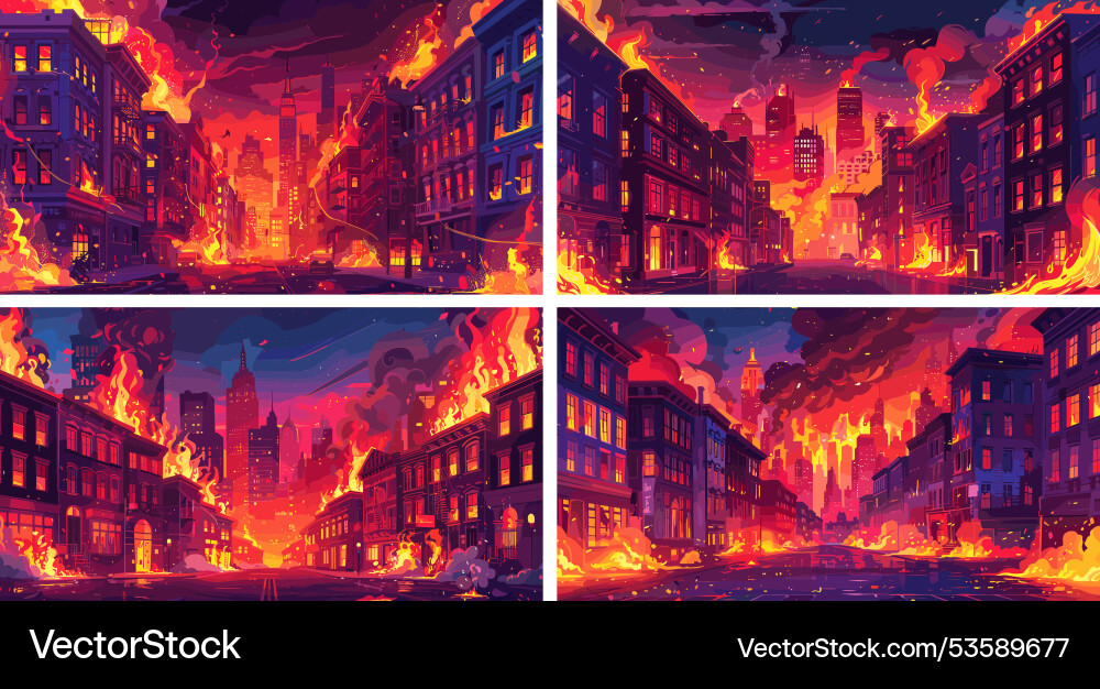 Blazing megapolis cartoon visuals Royalty Free Vector Image