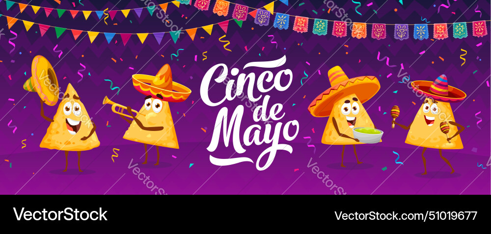 Cinco de mayo holiday mexican nachos on stage Vector Image