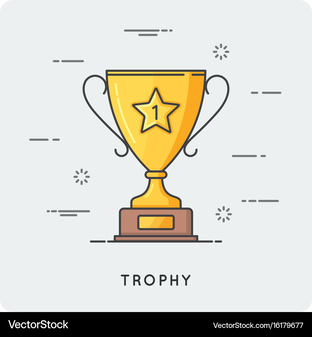 Golden trophy cup thin line concept Royalty Free Vector
