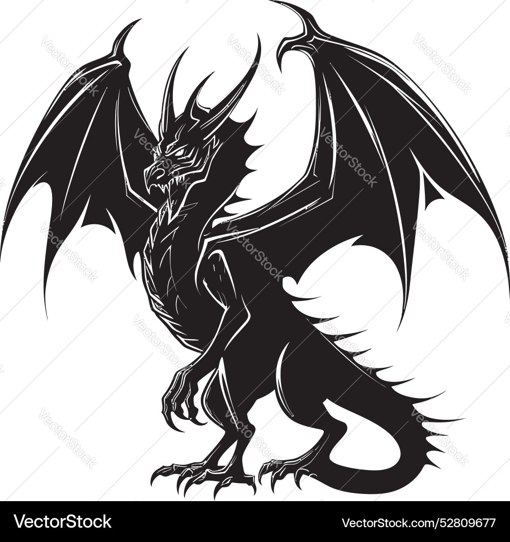 Infernal inferno dragon icon crest Royalty Free Vector Image