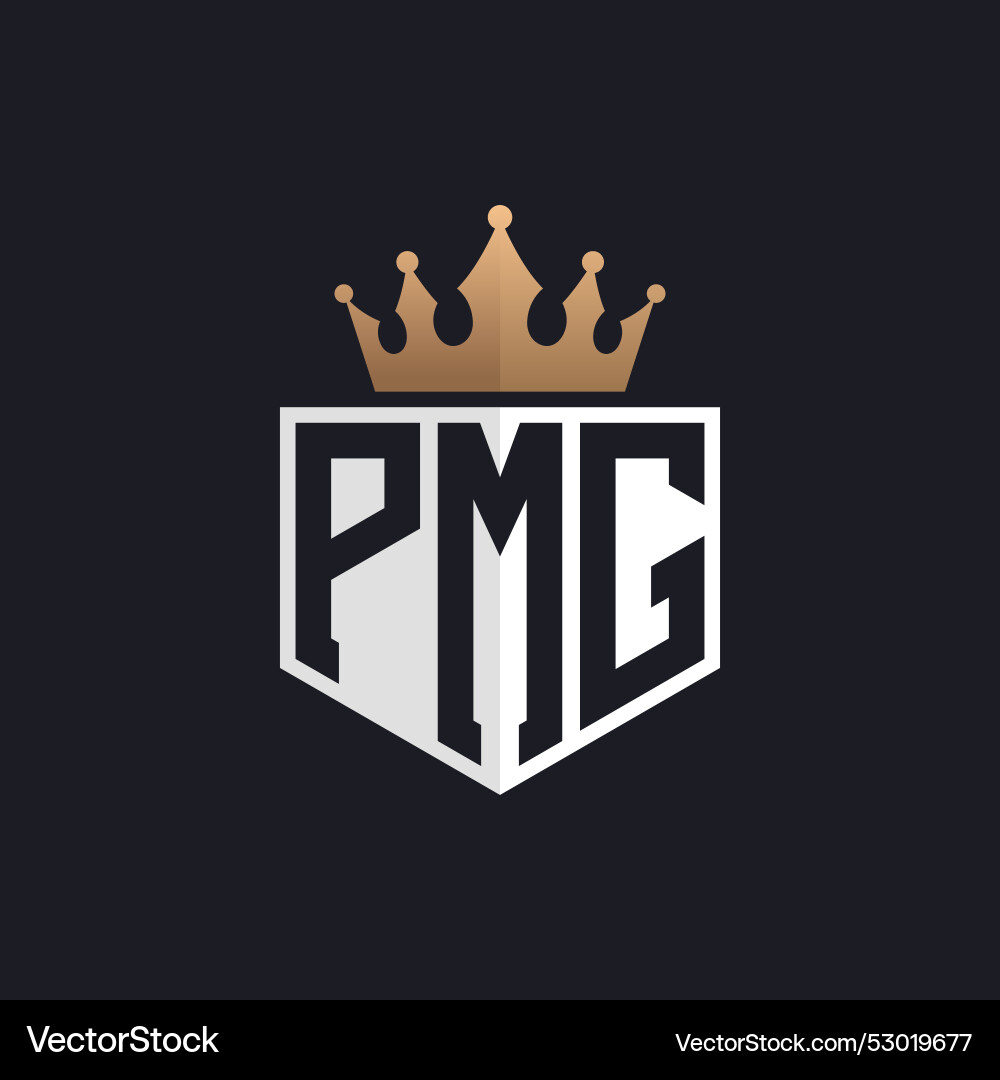 Luxury pmg logo with crown elegant initials Vector Image