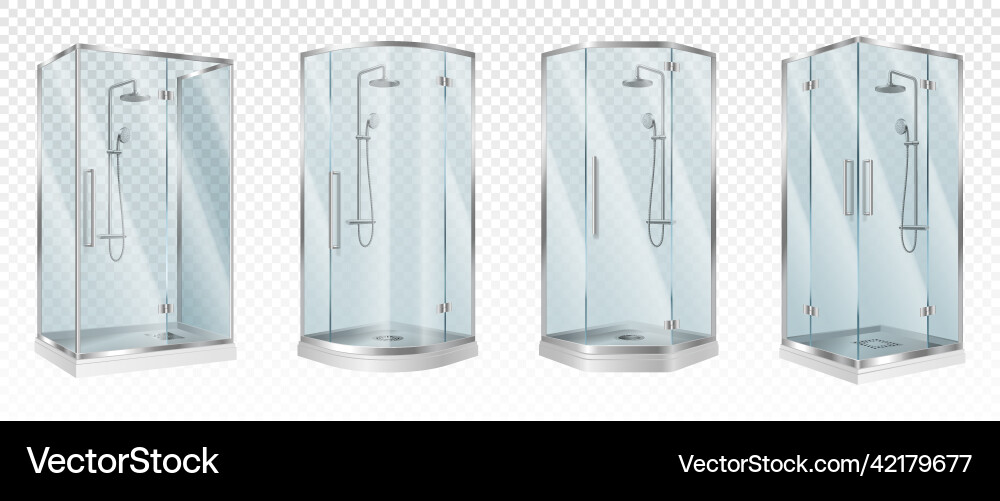 Modern 3d empty corner rounded shower cabin Vector Image