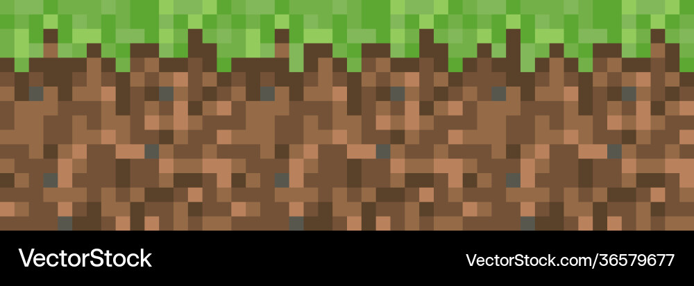 Pixel minecraft style land background concept Vector Image