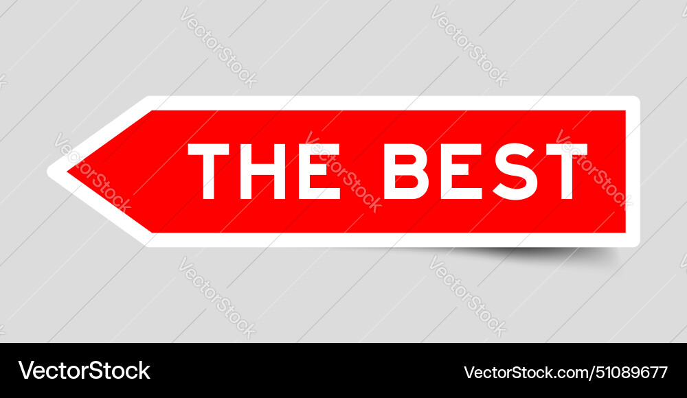 Red color arrow shape sticker label with word Vector Image