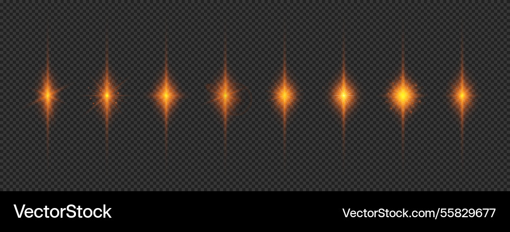 Set of orange light effects lens flares Royalty Free Vector