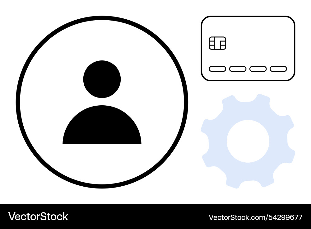 Simplified user profile with id card and gear Vector Image