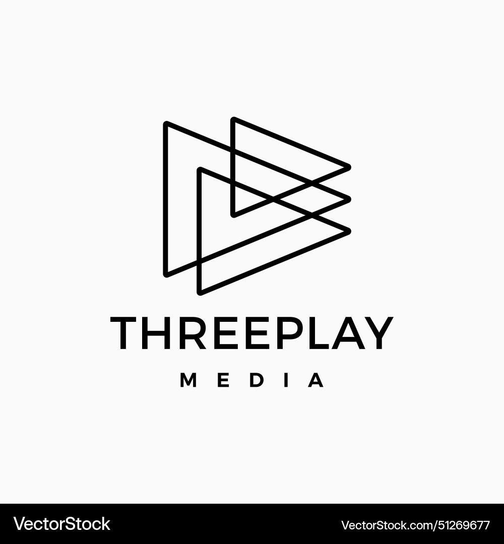 Three triangle play logo icon Royalty Free Vector Image