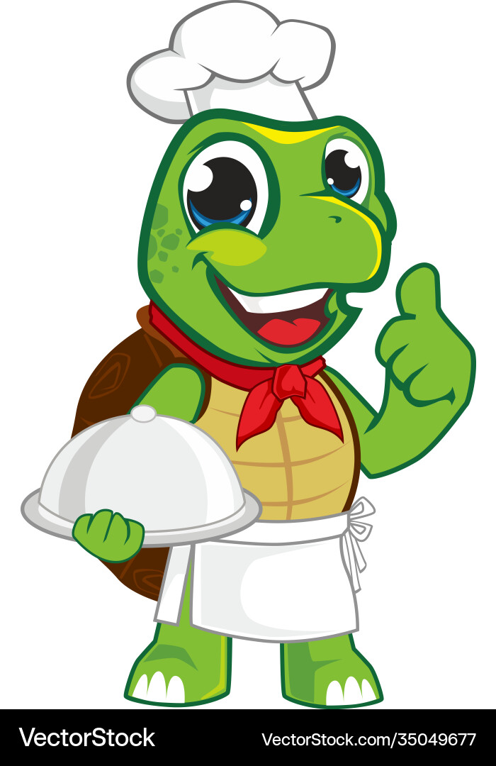 Turtle chef mascot cartoon Royalty Free Vector Image